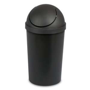 ayoyz 3 gallon round wastebasket with lid, small plastic trash can for the bathroom, bedroom, dorm or home office, black