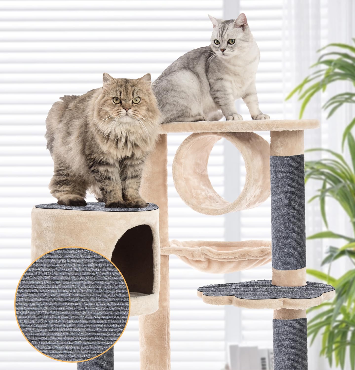 Trimmable Cat Scratching Mat, 78.7"x15.8" Self-Adhesive Cat Scratching Post Pad, Cat Tree Shelves Cover Replacement, DIY Versatile Protector for Steps, Couch and Furniture