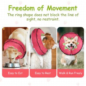 ipetstation Dog Cone Collar for Small Medium Large Dogs Cats for After Surgery, Pet Inflatable Neck Donut Strawberry Collar Soft Protective Recovery Cone (Red, M)