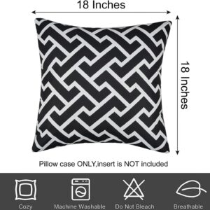 Pyonic Outdoor Waterproof Pillow Covers Set of 2 18X18 Inch Modern Geometric Black and White Decorative Outdoor Pillows for Patio Garden