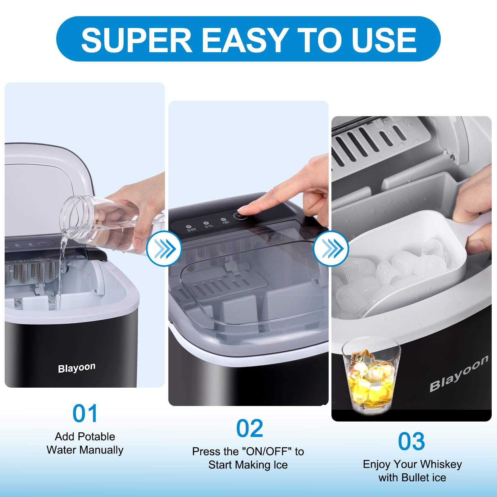 Ice Maker Countertop, Portable Ice Machine Self-Cleaning, Portable Ice Cube Maker with Ice Scoop and Basket, Ice Cube Maker for Home Kitchen Party