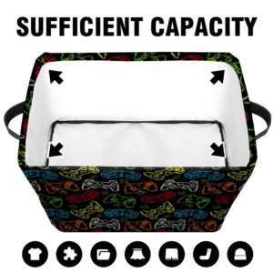 Game Gamepad Controllers Storage Basket 2 pcs Large Foldable Storage Bin Cube Collapsible Organizer with Handles for Storage Toy Storage