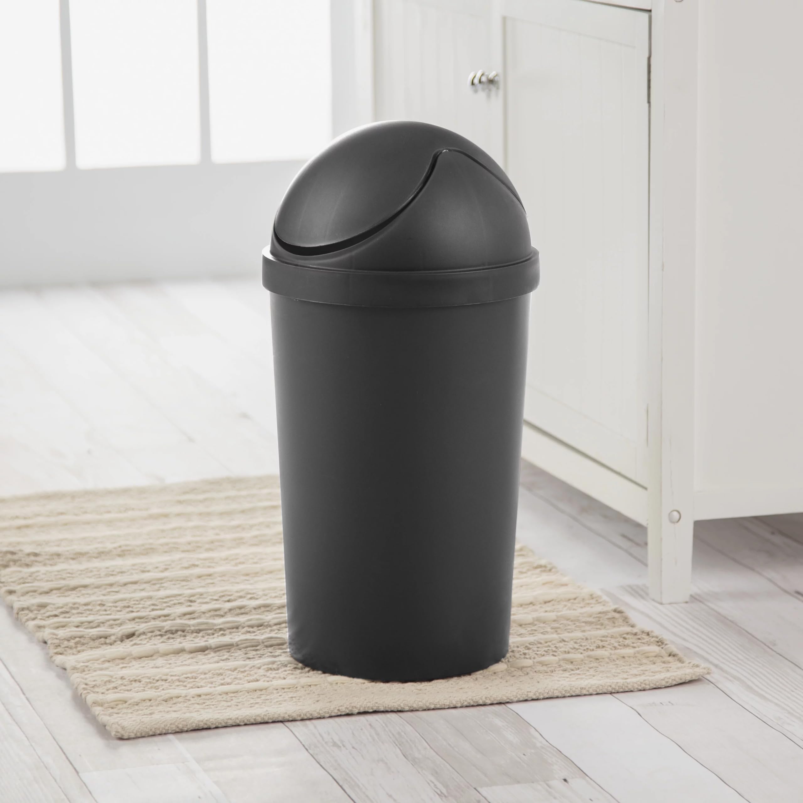 AYOYZ 3 Gallon Round Wastebasket with Lid, Small Plastic Trash Can for The Bathroom, Bedroom, Dorm or Home Office, Black