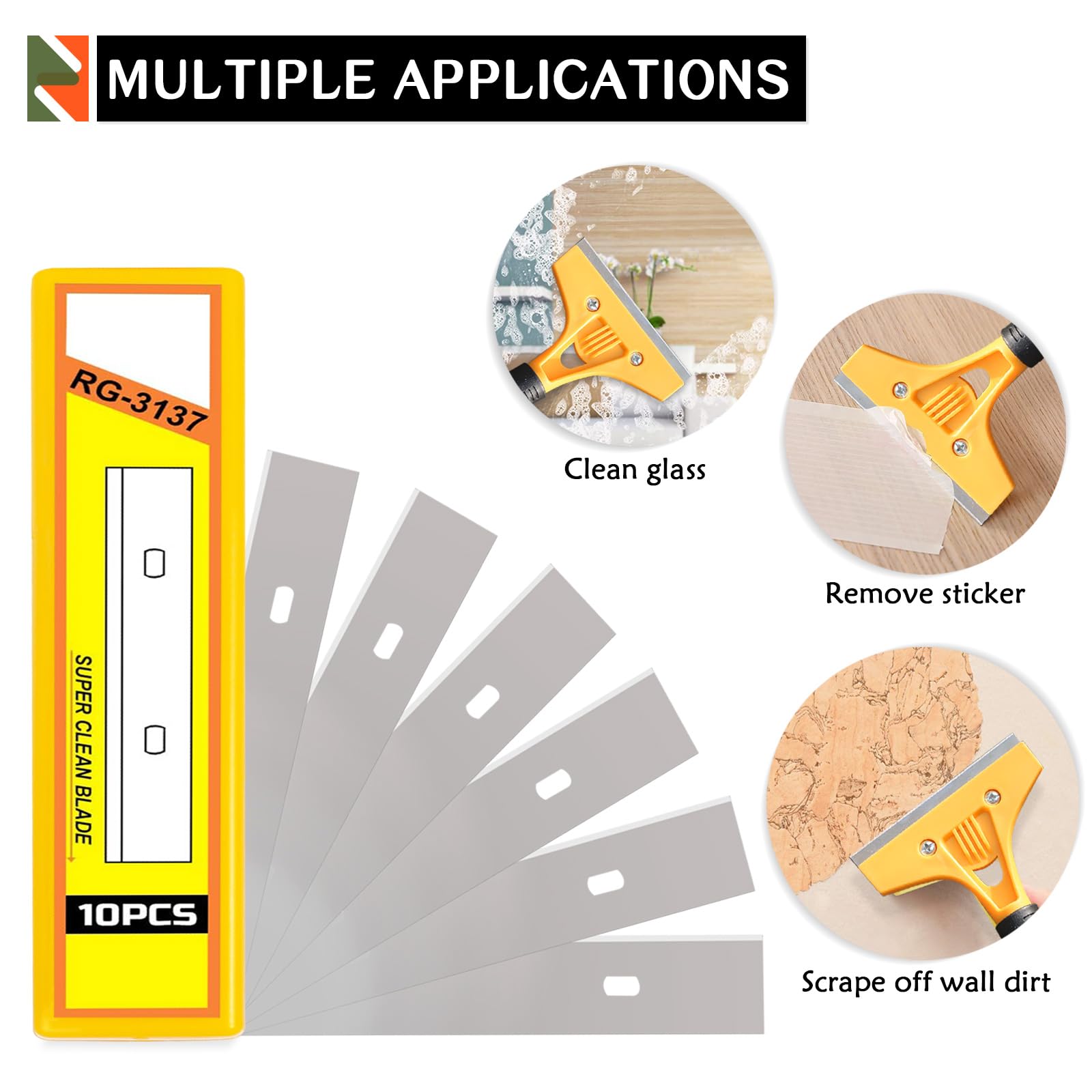 WRAPXPERT 4 Inch Scraper Blades,30 PCS 4 In Razor Scraper Blade,4" Replacement Razor Blades for Floor,Glass,Paint