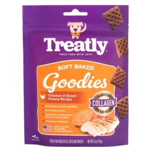 treatly soft baked goodies chicken & sweet potato w/collage dog treats - 5oz/1 pack