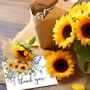 Whaline 36 Packs Sunflower Thank You Cards Spring Summer Flower Greeting Cards Floral Blank Note Cards with Envelopes and Stickers for Wedding Birthday Baby Shower Party, 4 x 6 Inch