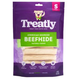 treatly american sourced beefhide chip rolls 5-6" dog chew treats - natural flavor, 18 count/1 pack