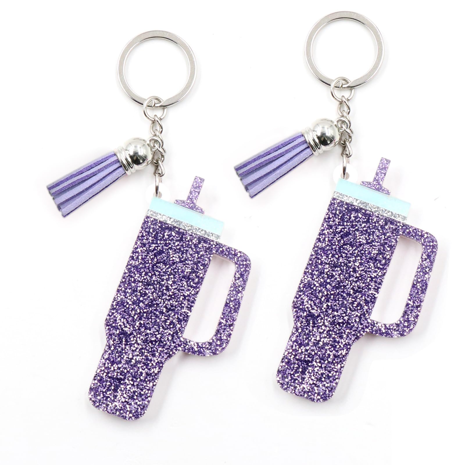 SAMIQU 2Pcs Cute Key Chain for Women,Acrylic Key Chain Ornaments for Stanley Tumbler,Gift for Stanley Cup Enthusiasts (Purple)