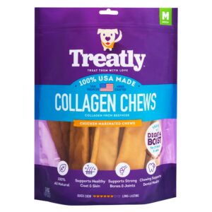 treatly usa collagen wraps 6-7x1.5 dog chew treats - chicken marinade flavor, 12 count/1 pack