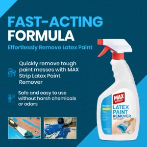 Max Strip Latex Paint Remover 22oz | Fast-Acting Water-Based Formula | Safely Removes Latex, Acrylic | For Wood, Metal, Concrete & Multiple Surfaces | Ideal for Drips, Spills & Overspray