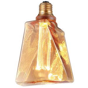 meonum decorative light bulb ice style shaped, e26 led bulb medium base, dimmable 3.5w 2200k soft warm vintage edison light bulb, with virtual filament acrylic inner pillar bulb (amber,1 pack)