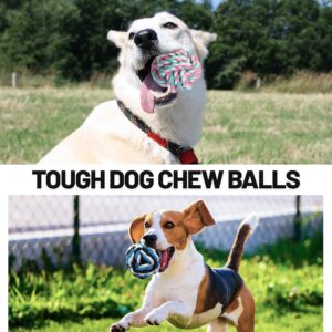 GASAPET Extra Large Dog Chew Ball Rope Toys for Aggressive Chewers, 5 Pack Durable Balls Toy for Medium Large Breeds, Dental Cotton Dog Rope Toys, Puppy Teething Chew Toys, Interactive Dog Toys