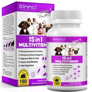 dog multivitamin treats - 15 in 1 multivitamin tablets for dogs with glucosamine, cranberry, milk thistle, vitamins supports joint & digestion, skin & coat - peking duck flavor / 180 chewable tablets