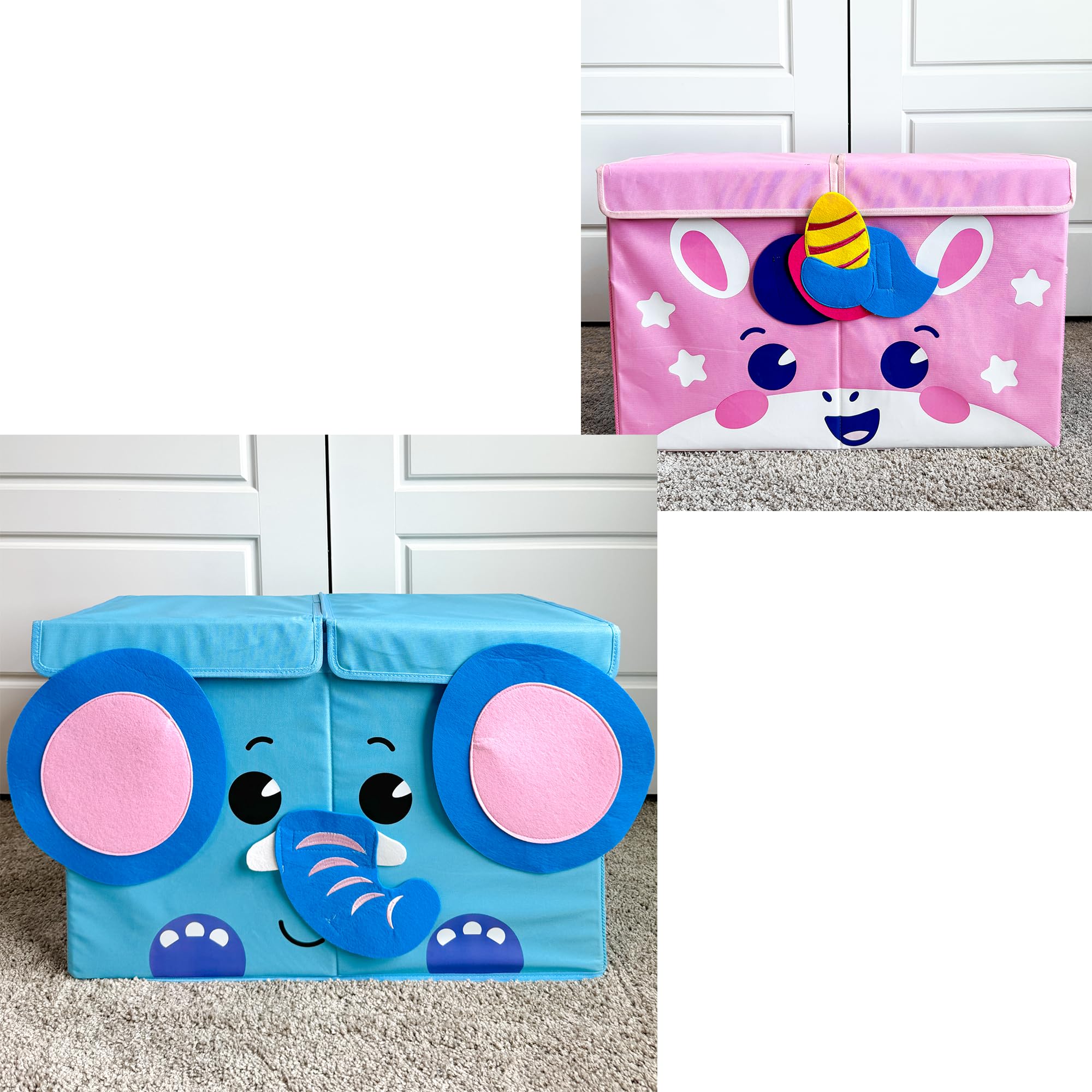 QUOKKA Toy Storage Box Elephant & Toy Storage Box Unicorn Playroom Organizers