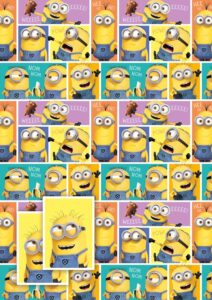 danilo despicable me wrapping paper, despicable me gift wrap 2 sheets of gift wrap and 2 gift tags