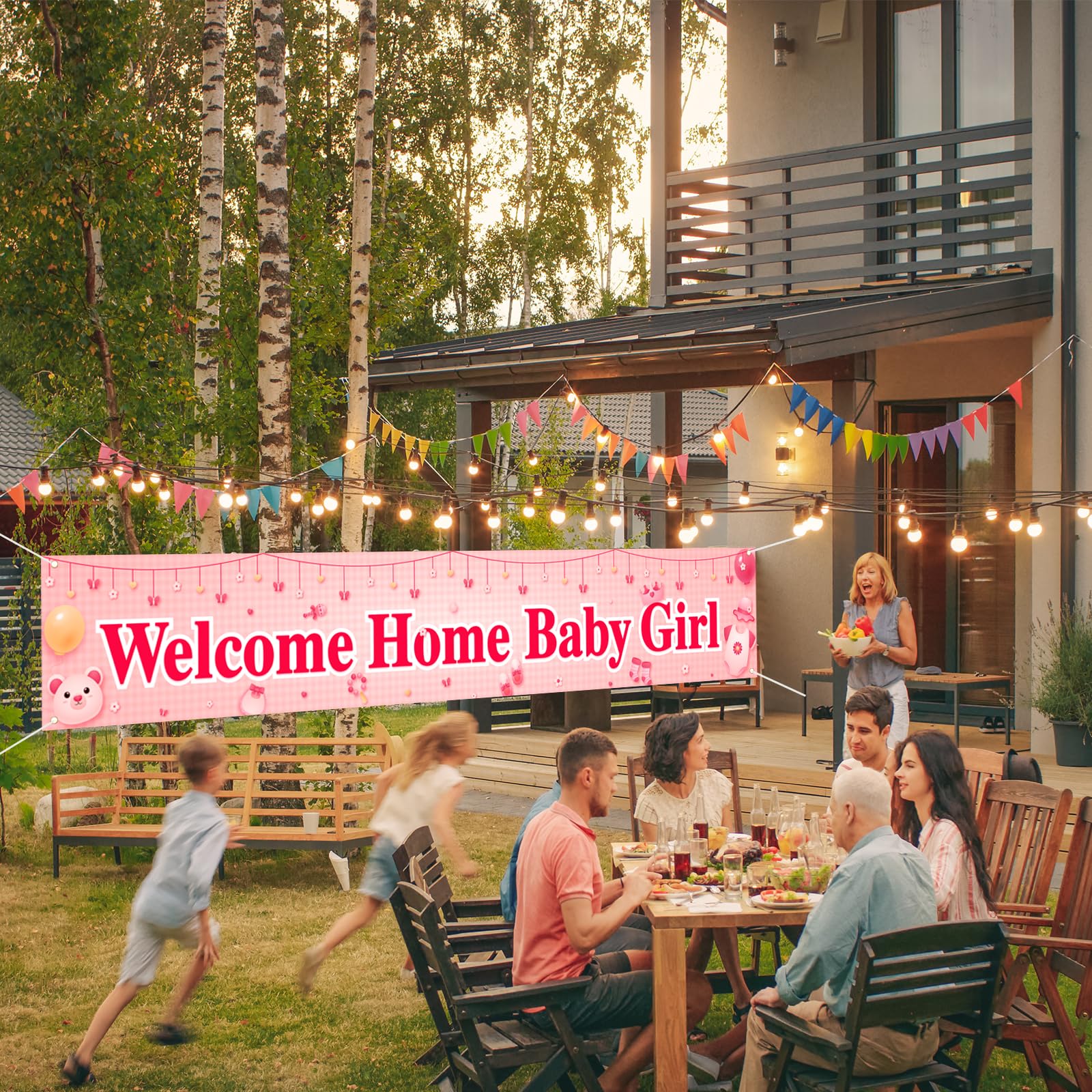 Labakita Welcome Home Baby Girl Yard Banner, Large It’s a Girl Baby Shower Banner, Pink Baby Shower Decorations for Girl, Gender Reveal Baby Shower Inside Outside Decoration