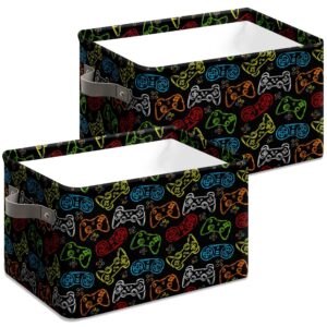 game gamepad controllers storage basket 2 pcs large foldable storage bin cube collapsible organizer with handles for storage toy storage