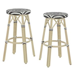 greemotion binde boho 30-inch aluminum and all-weather wicker barstools with footrest, patio stools & bar chairs for outdoor, kitchen counter, poolside, yard, set of 2, brown