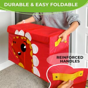 QUOKKA Toy Chest Storage Boxes for Boys and Girls Large Dino, Large Giraffe & Large Koala - Fabric Foldable Bin for Playroom