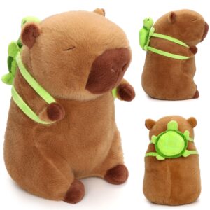 cute capybara plush toy, 12 inch capybara stuffed animals plushies with removable turtle backpack, soft capybara doll pillow for kids boys girls birthday gifts