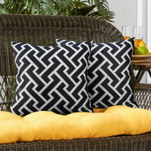 Pyonic Outdoor Waterproof Pillow Covers Set of 2 18X18 Inch Modern Geometric Black and White Decorative Outdoor Pillows for Patio Garden