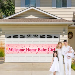 Labakita Welcome Home Baby Girl Yard Banner, Large It’s a Girl Baby Shower Banner, Pink Baby Shower Decorations for Girl, Gender Reveal Baby Shower Inside Outside Decoration