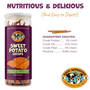 Pack Approved Sweet Potato Dog Treats Made in USA - Single Ingredient Dog Treat - Dehydrated Sweet Potato Fries, Perfect for Dogs of All Breeds and Sizes - 7.5 oz