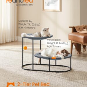 Feandrea Cat Bed, 2-Tier Elevated Cat Bed, Breathable Cat Hammock for Multi-Cat Households, Indoor Cats, with Removable Washable Mesh, Steel Frame, for Summer, Dove Gray UPCB012G01