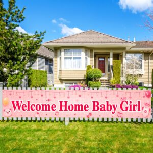 labakita welcome home baby girl yard banner, large it’s a girl baby shower banner, pink baby shower decorations for girl, gender reveal baby shower inside outside decoration