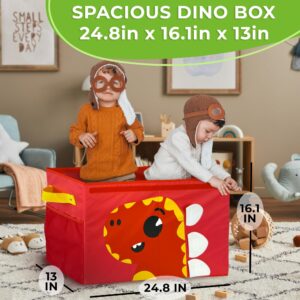 QUOKKA Toy Chest Storage Boxes for Boys and Girls Large Unicorn & Large Dino - Fabric Foldable Bin for Playroom