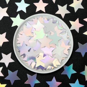 Iridescent Disco-Holographic Party-Decorations Star Confetti - 300pcs Euphoria Rainbow Silver Wedding Birthday Dining Table Centerpiece,Baby Bridal Shower Christmas Decor Lasting Surprise