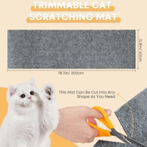 Trimmable Cat Scratching Mat, 78.7"x15.8" Self-Adhesive Cat Scratching Post Pad, Cat Tree Shelves Cover Replacement, DIY Versatile Protector for Steps, Couch and Furniture