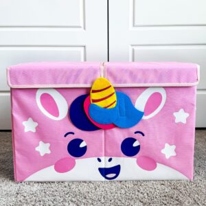 QUOKKA Toy Chest Storage Boxes for Boys and Girls Large Unicorn & Large Dino - Fabric Foldable Bin for Playroom