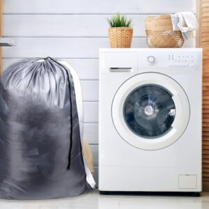 Laundry Bag With Straps Large Capacity Drawstring Polyester Laundry Bag Backpack Portable Free Carrying Elegant Gray Laundry Travel Bag College Dormitory Camp Dirty Clothes Bag