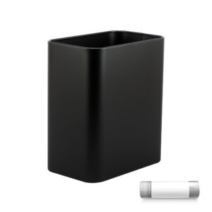 emoh small bathroom trash can 2.1 gallon /8-liter wastebasket, modern matte black stainless steel garbage bin for bedroom, home office, toilet, rv, under sink, near desk