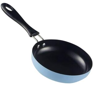 stivemiao small frying pan, 4.7 inch egg frying pan heat resistant non stick pan with handle round omelet pan for stove gas, induction hob blue small frying pan