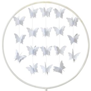 YMASELA Butterfly Curtain Hanging Paper Flower Decorations (8.9ft x4strings) White Butterflies Hanging Paper Garland Party Streamers for Outdoor Decor, Bridal Shower Wedding Birthday Party Supplies