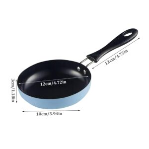 STIVEMIAO Small Frying Pan, 4.7 Inch Egg Frying Pan Heat Resistant Non Stick Pan with Handle Round Omelet Pan for Stove Gas, Induction Hob Blue Small Frying Pan