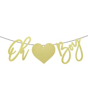 kinmad wooden oh boy sign for baby boy shower decorations backdrop for gender reveal banner,birthday party,baptism decor and wall photo prop(gold)