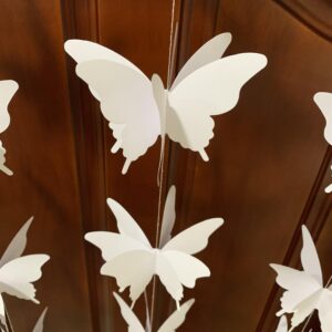 YMASELA Butterfly Curtain Hanging Paper Flower Decorations (8.9ft x4strings) White Butterflies Hanging Paper Garland Party Streamers for Outdoor Decor, Bridal Shower Wedding Birthday Party Supplies