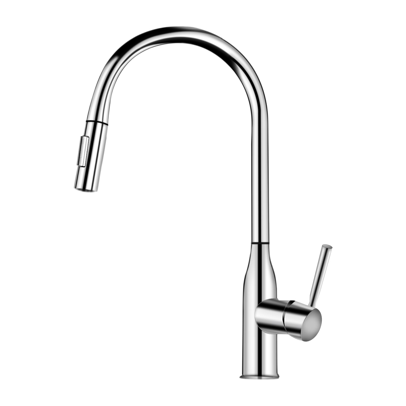 KUKKUME Kitchen Faucets with Pull Down Sprayer, Single Handle Kitchen Sink Faucet Modern Staninless Steel Kitchen Faucet Chrome