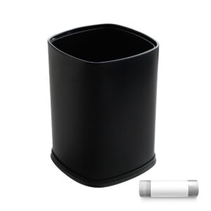 emoh small bathroom trash can 2.1 gallon /8-liter wastebasket, modern matte black stainless steel garbage bin for bedroom, home office, toilet, rv, under sink, near desk