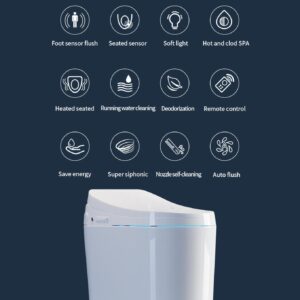 Homary Modern Small Smart Toilet Bidet, Floor Mounted Automatic Toilets for Bathroom, One-Piece Elongated Inteligente Toilet with Auto Flush,Heated Seat, Warm Water, Self Cleaning