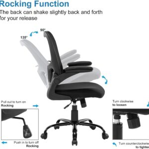 ZLchair Office Chair Ergonomic Desk Chair, Mesh Computer Home Office Desk Chairs with Adjustable Lumbar Support and Flip-up Armrests, Swivel Comfy Task Executive Chair, Black