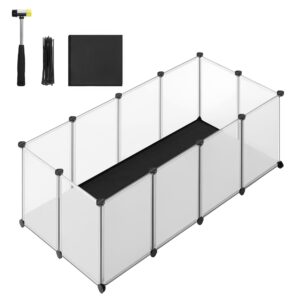 songmics 20 panels guinea pig playpen,removable oxford fabric mat,small animal pen, pet fence indoor,diy plastic enclosure for hamsters, rabbits, hedgehogs, 49.2 x 24.8 x 16.5 inches, white ulpc009w01