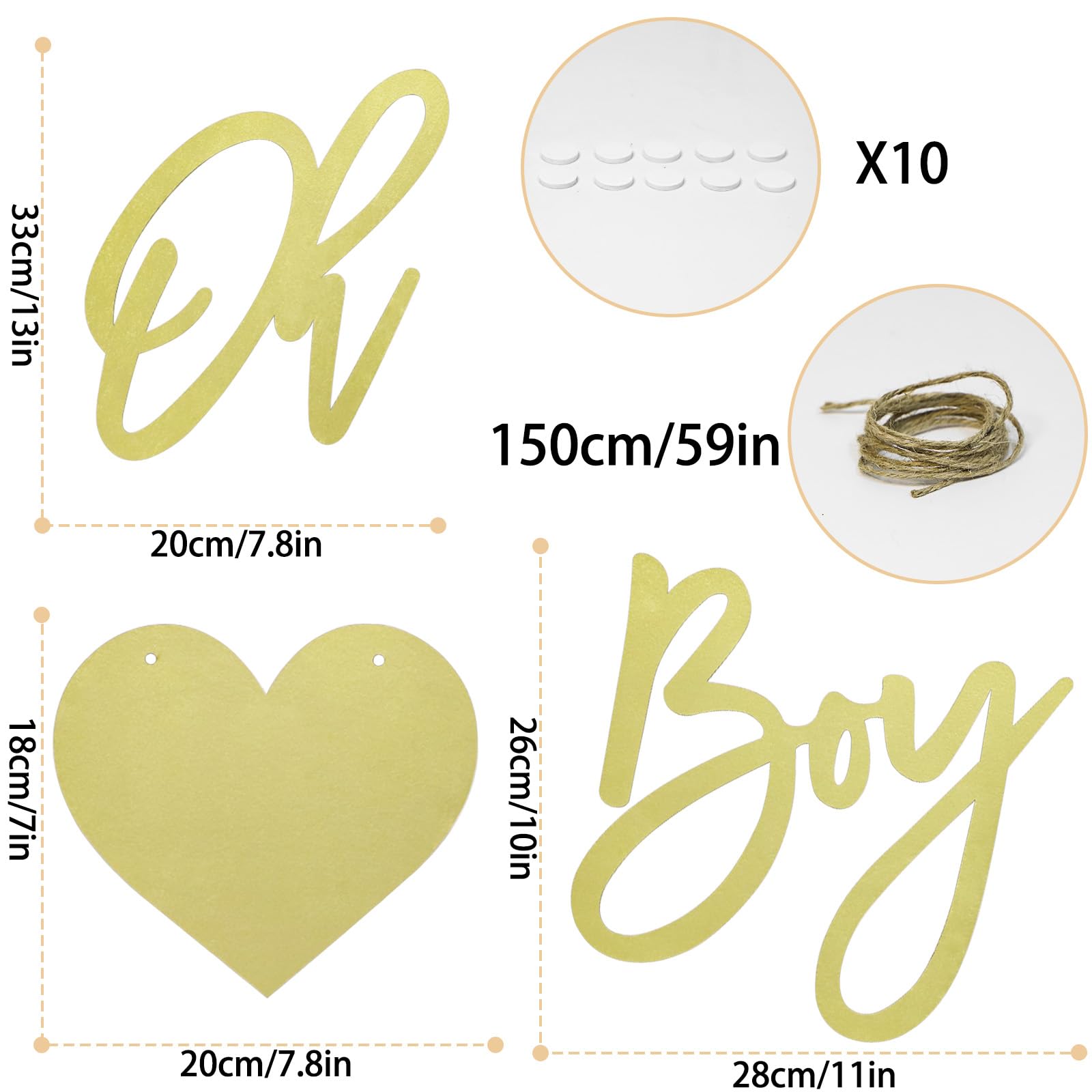 KINMAD Wooden Oh Boy Sign for Baby Boy Shower Decorations Backdrop for Gender Reveal Banner,Birthday Party,Baptism Decor and Wall Photo Prop(Gold)