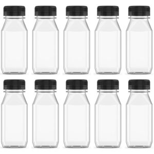 hulless 40 pcs 4 ounce plastic juice bottle drink containers juicing bottles with black tamper proof lids, suitable for juicing, juice, smoothies, homemade beverages