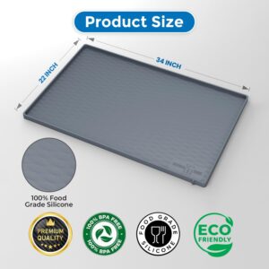 Premium Quality Under Sink Mat for Kitchen Waterproof 34" x 22" Silicone Under Sink Tray for Kitchen & Bathroom -Kitchen Cabinet Organizers and Storage Sink Drip Tray