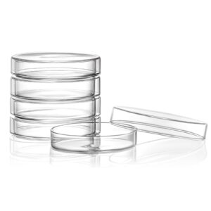 Huanyu 75mm Glass Petri Dish with Lids High Borosilicate Glass Petri Dishes Bacterial Culture Dishes for Lab Science Experiment (5pcs: 75mm)