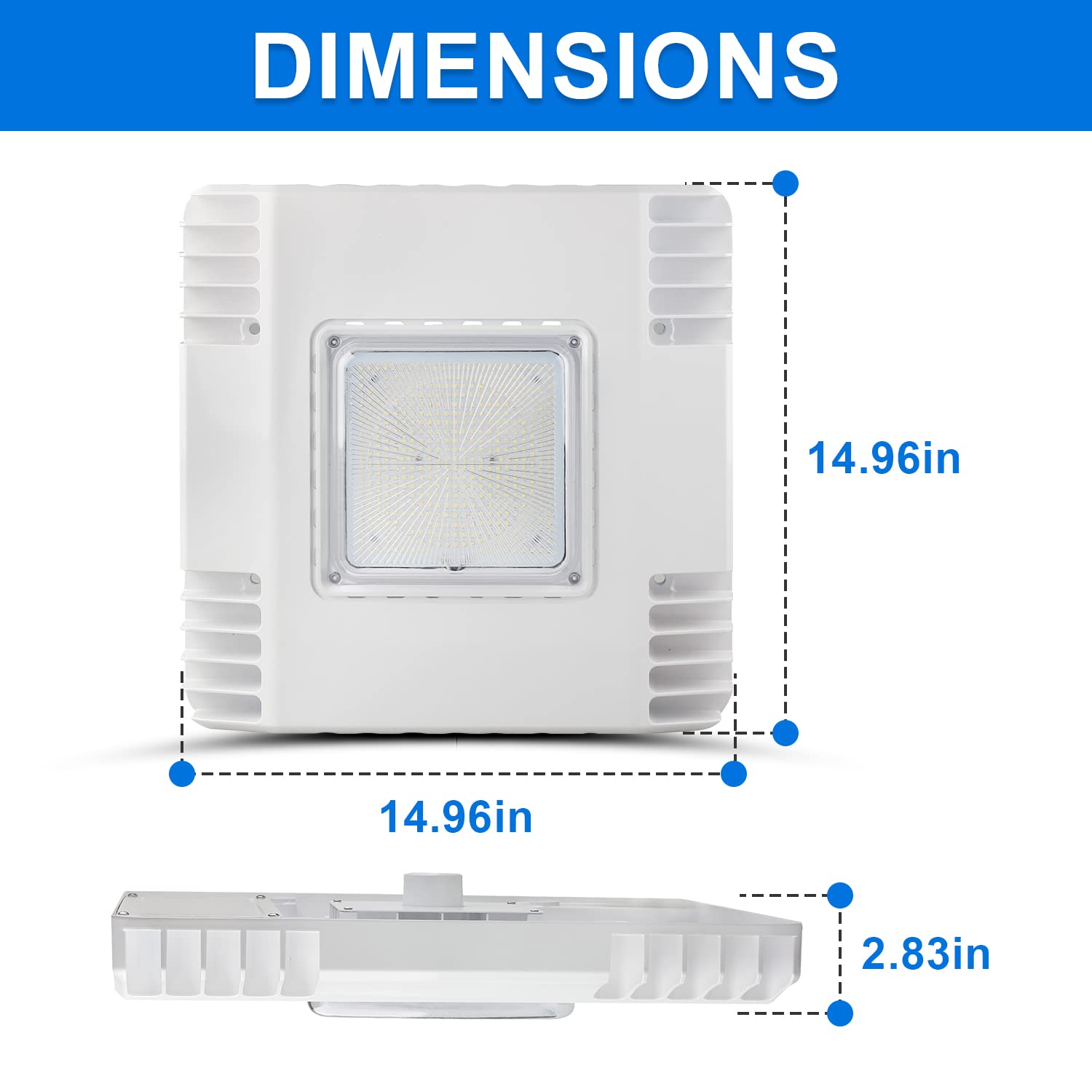 150W LED Canopy Light, 21000LM 5700K Daylight White Gas Station Canopy Light, Surface Mount Commercial Garage Lighting(600W HID/HPS Equivalent), IP65 Waterproof 90-277VAC UL&DLC Listed